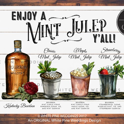 Mint Julep Recipe. Mint Julep Bar Sign. Kentucky Derby Party - Etsy