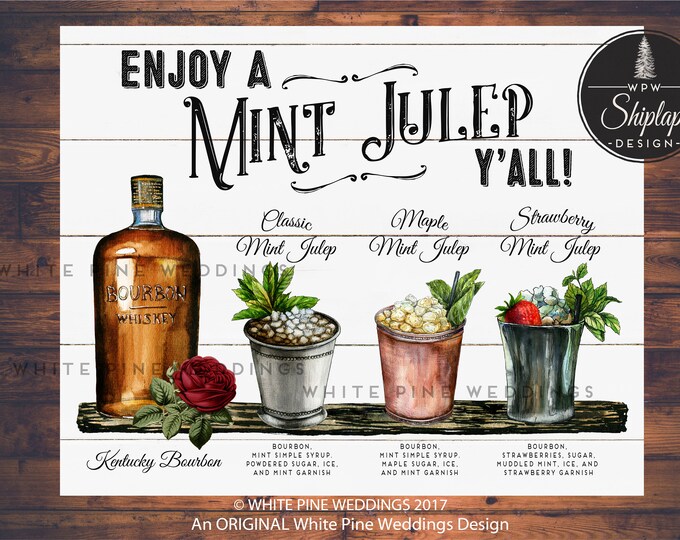 Mint Julep Drink Sign Kentucky Derby Drink Sign Mint Julep | Etsy
