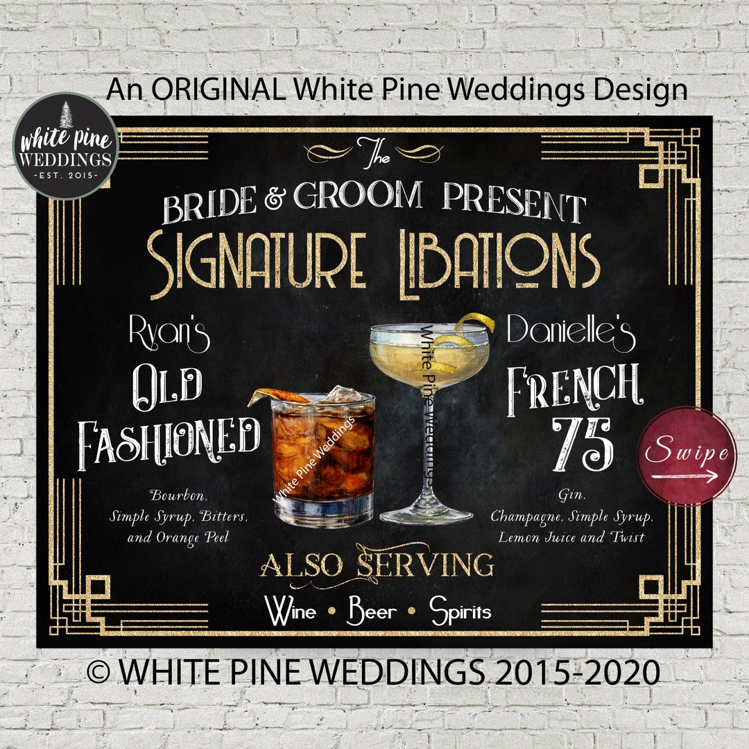 Wedding Signature Drinks Sign Printable, Signature Libations ...