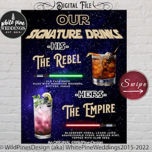 Signature Drink Sign, Star Galaxy Wedding, Signature Cocktails, His ...
