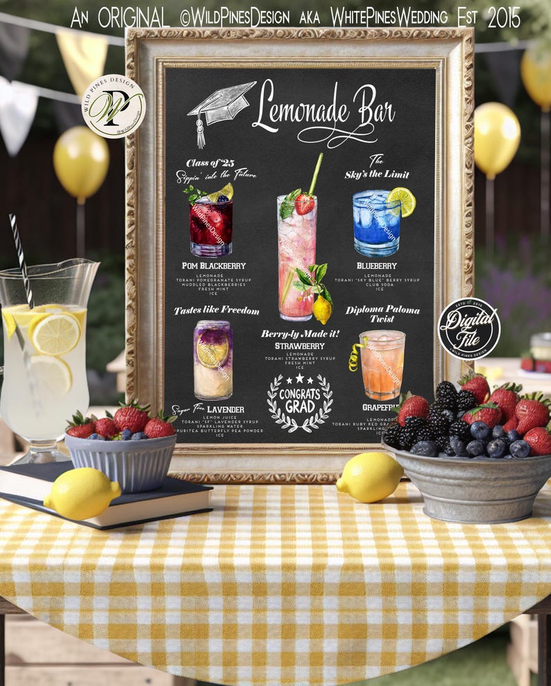 Graduation Lemonade Bar Sign, Party Decor, Drink Station, Printable ...