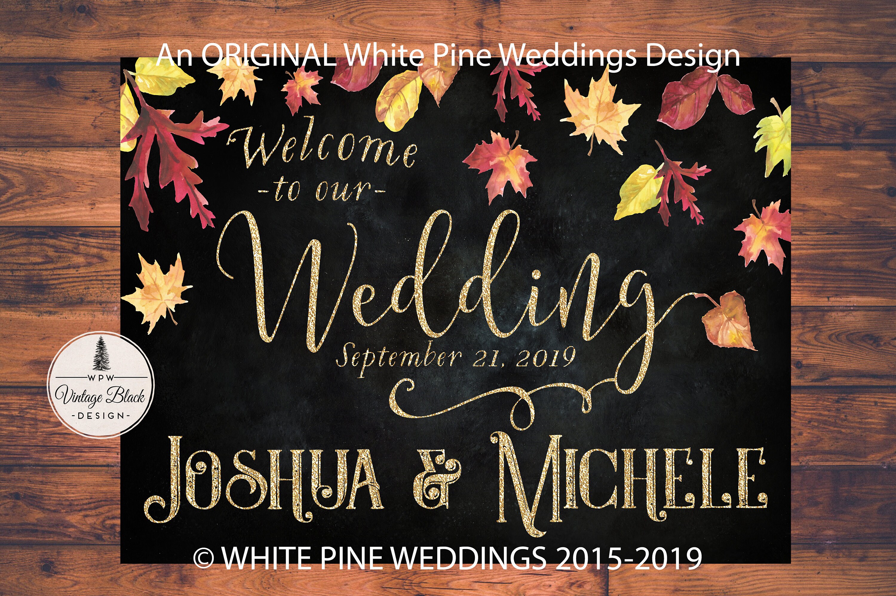 Fall Leaves Wedding Welcome Sign Printable Rustic Fall | Etsy