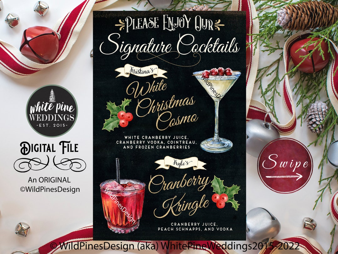 Christmas Signature Drink Sign, Christmas Cocktail, Winter Wedding ...