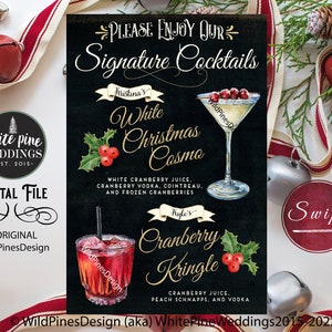 Christmas Signature Drink Sign, Christmas Cocktail, Winter Wedding ...