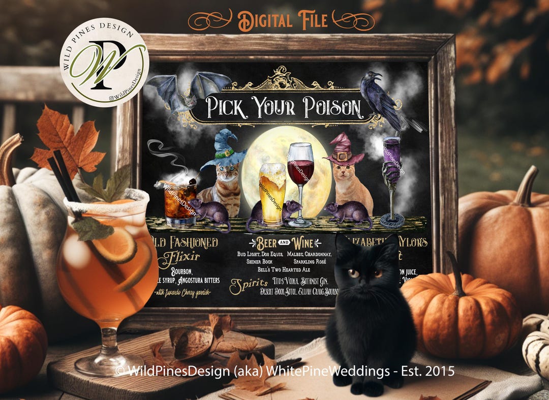 Halloween Drink Sign Printable, Pet Drink Sign, Halloween Bar Menu ...