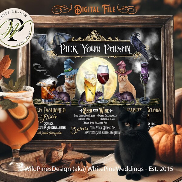 Halloween Drink Sign Printable, Pet Drink Sign, Halloween Bar Menu ...