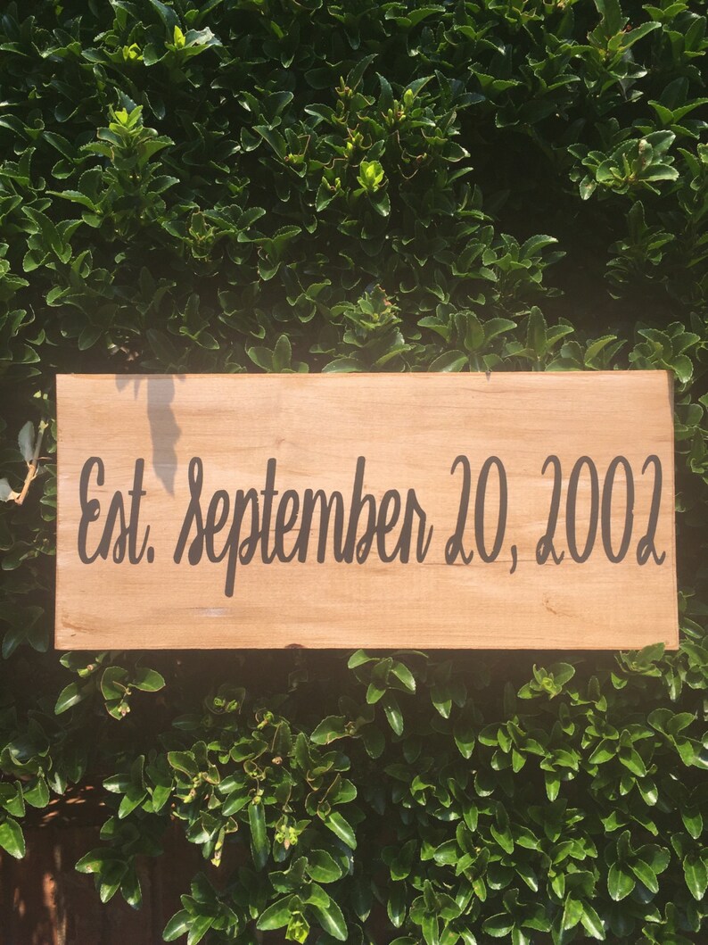 Est. date hand painted wood sign. | Etsy