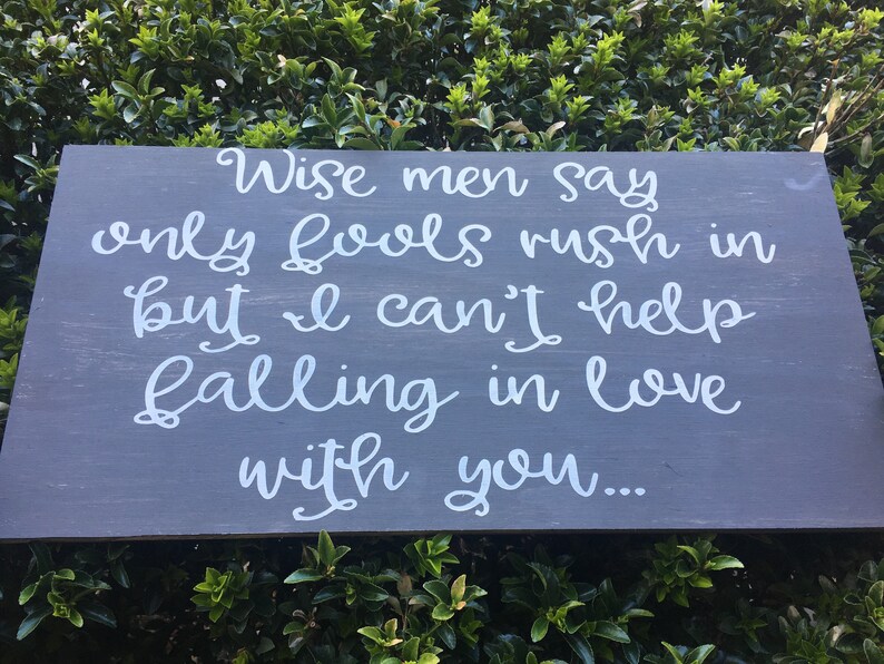 Wise Men Say Only Fools Rush In, but I Can't Help Falling in Love With ...