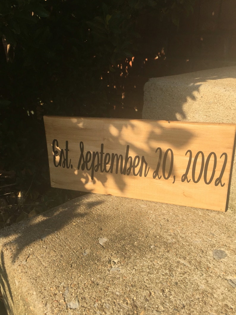 Est. date hand painted wood sign. | Etsy