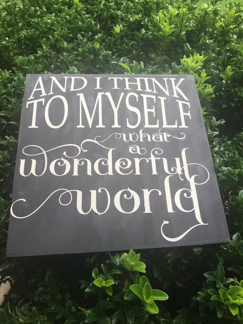 And I think to myself what a wonderful world. Hand painted | Etsy