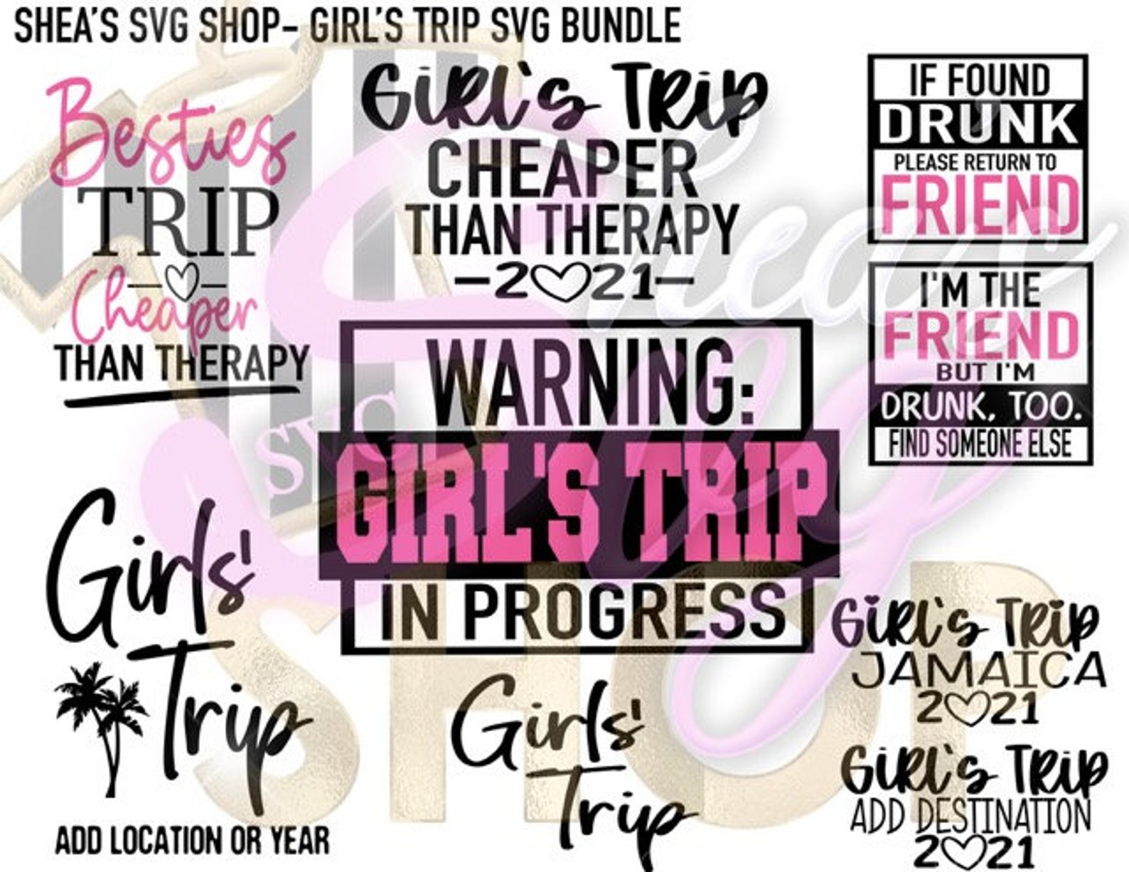 Girls Trip SVG Bundle Cricut Silhouette Cut File | Etsy