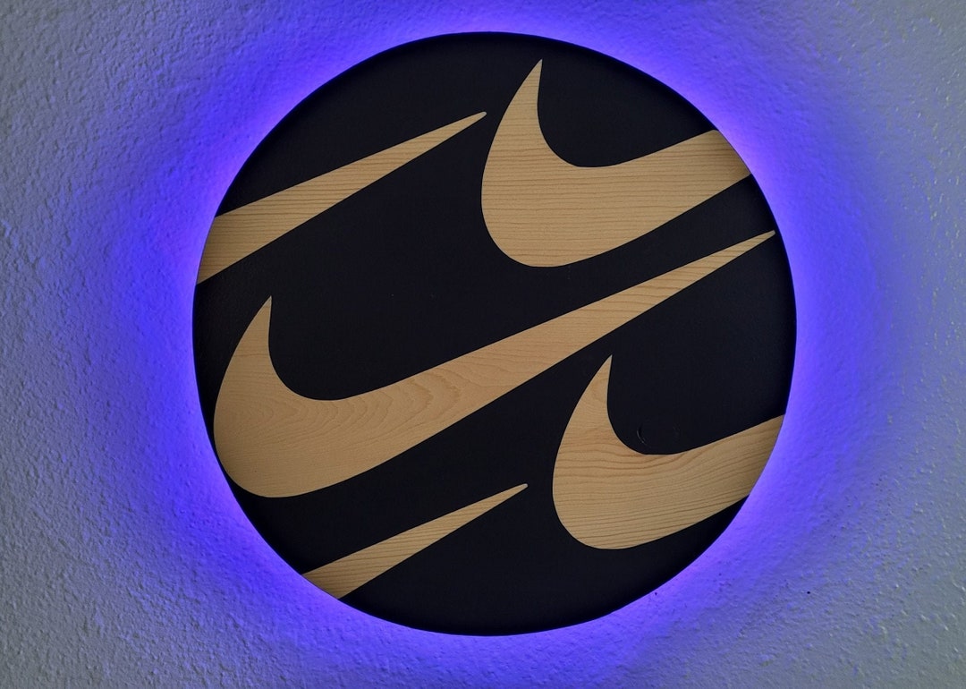 Nike Fan Art Multi-color LED Backlit Wooden Sign With Swoosh Pattern ...