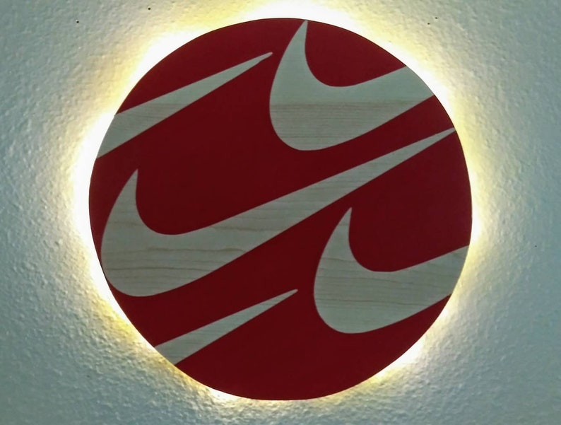 Nike Fan Art Multi-color LED Backlit Wooden Sign With Swoosh Pattern ...
