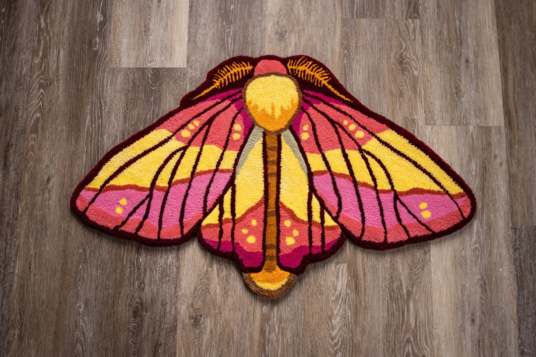 Handmade Rosy Maple Moth Rug Original Design - Etsy