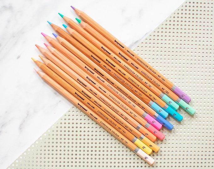 12 Crayones de color pastel Crayones de madera Bruynzeel - Etsy España