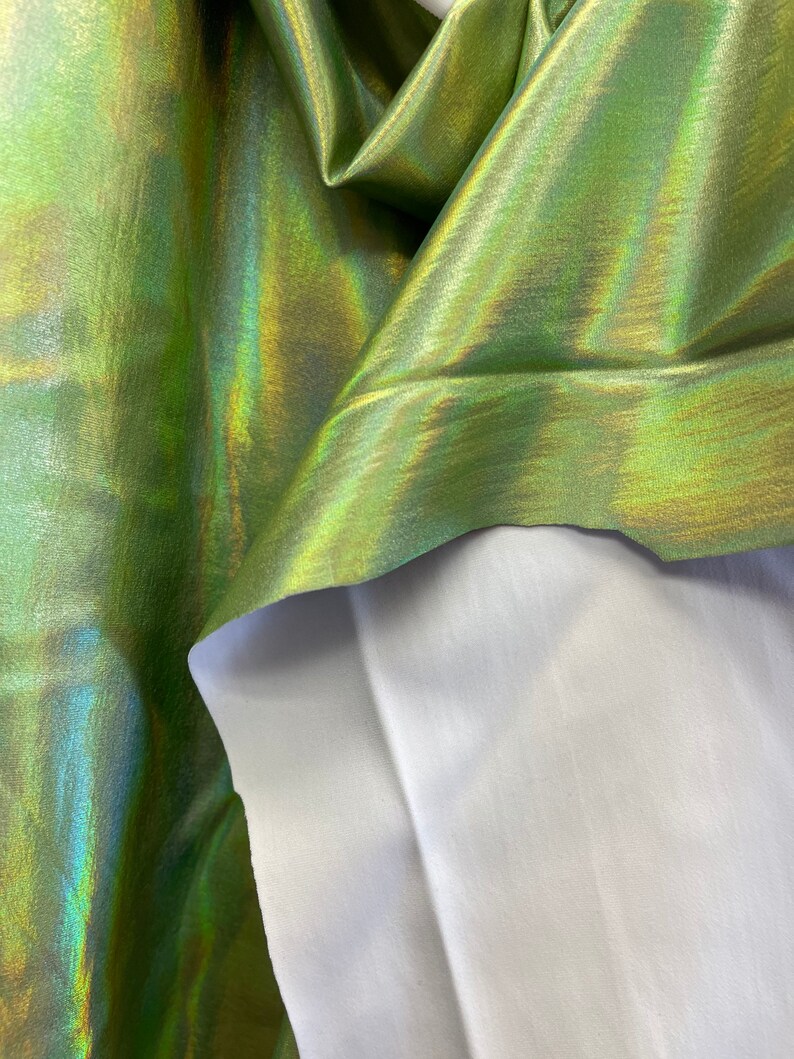 Green Iridescent Metallic Foil 4 Way Stretch Fabric Sold by Yard 60 ...