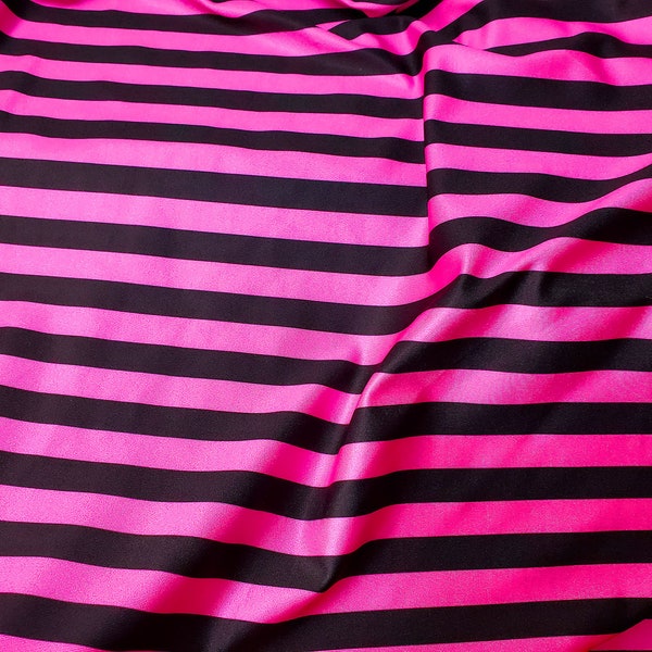 Pink and Black Stripe Spandex Fabric - Etsy