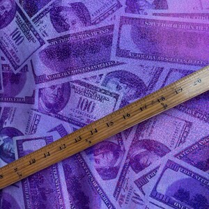 Purple Hologram Metallic Money Print. Benjamin 100 USD Print on Spandex ...