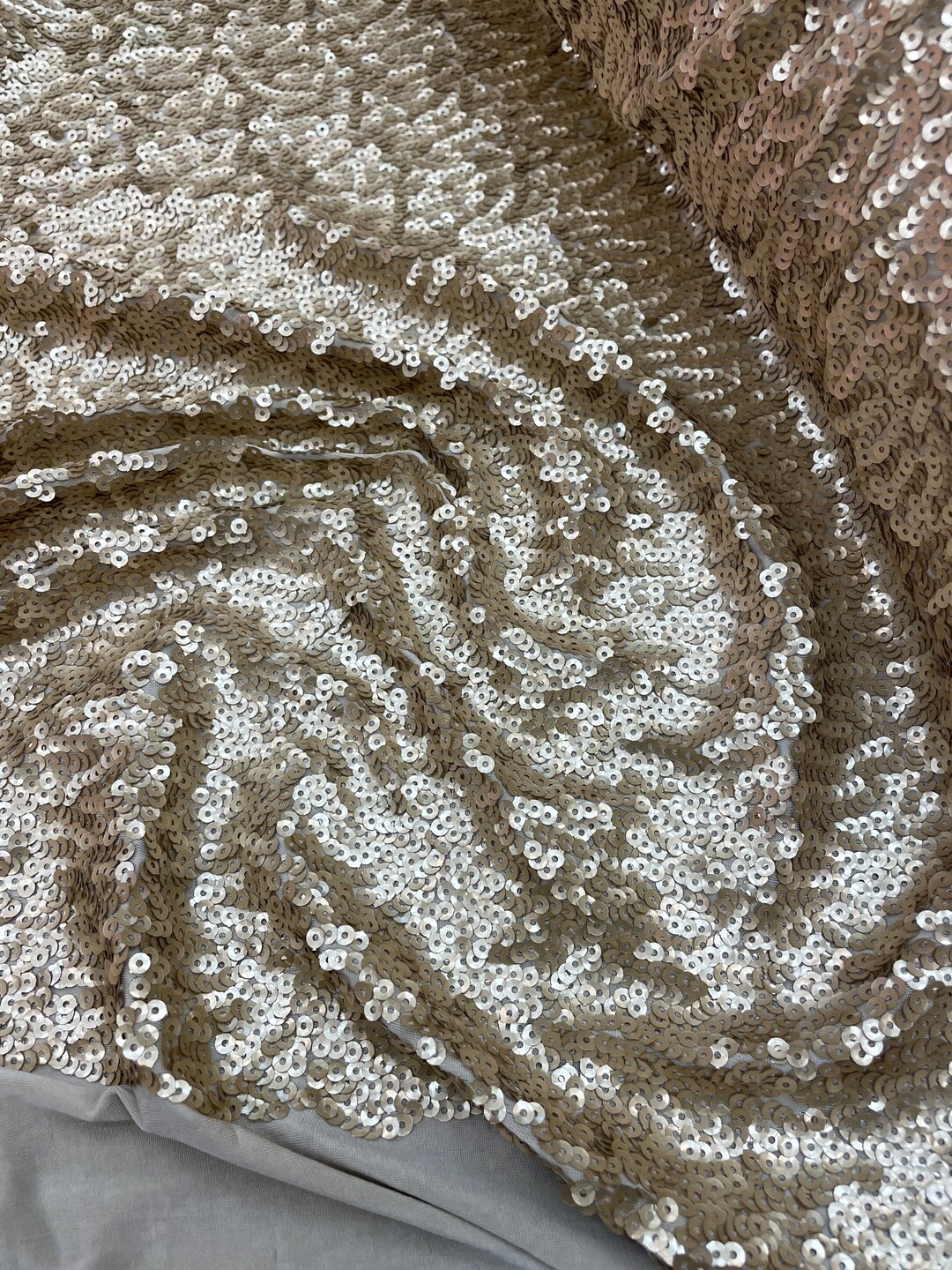 Light Gold Sequins 5mm Spandex Base Matte Gold Sequins 4 Way Stretch ...