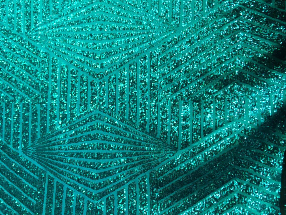 Magic Teal Jennifer Stretch Sequin Design on Spandex 60 | Etsy