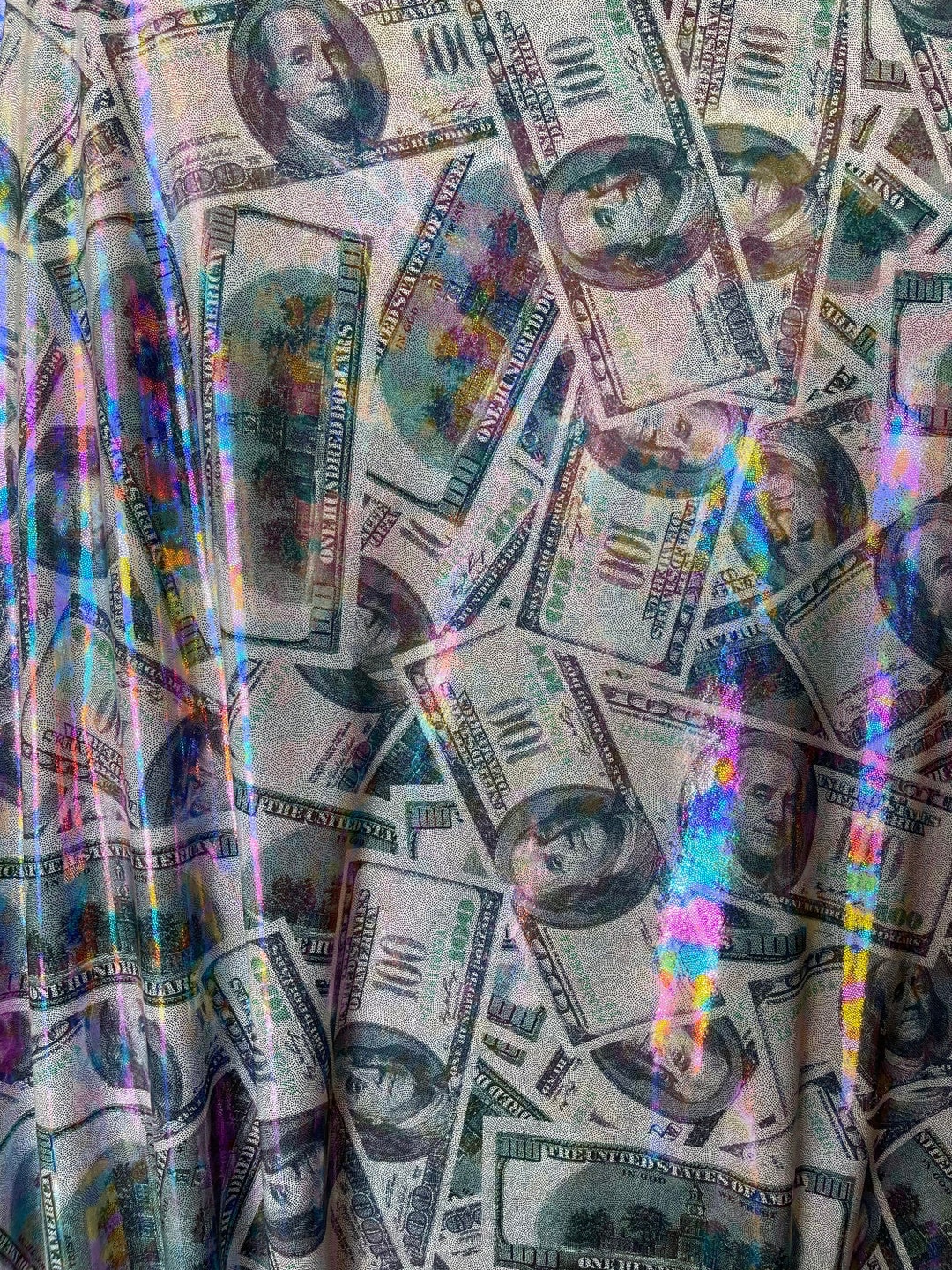 Metallic Money Print. Benjamin 100 USD Print on Spandex Fabric 4 Way ...