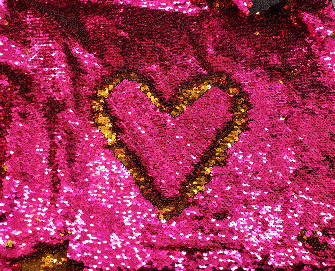 Pink/gold Flip up Shiny Sequins Fabric Reversible Two Tone Sold by the ...
