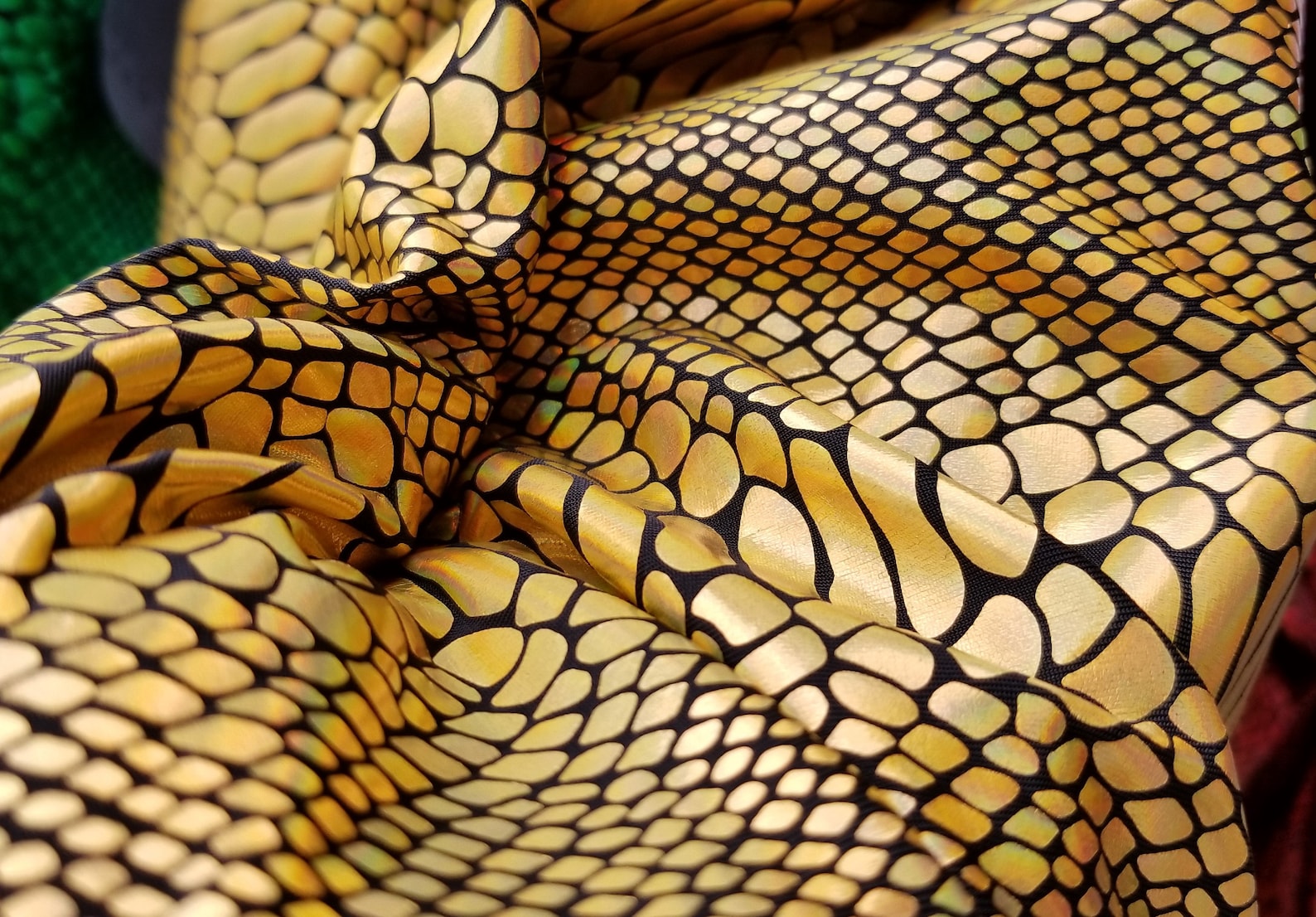 Snake Scales Hologram Nylon Spandex Fabric red Yellow | Etsy