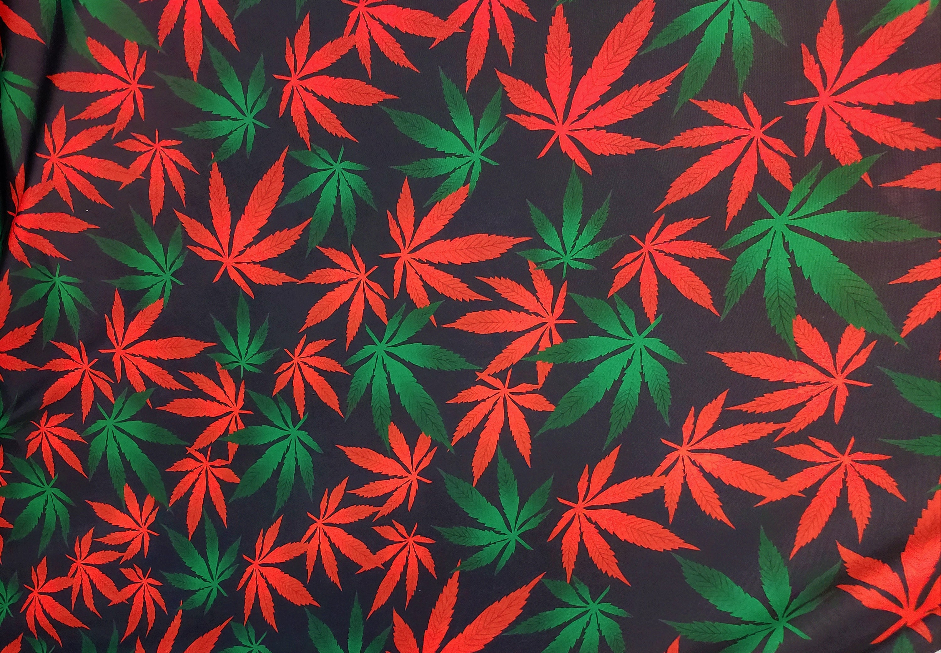Nylon spandex multicolored marijuana weed leaves print sold | Etsy