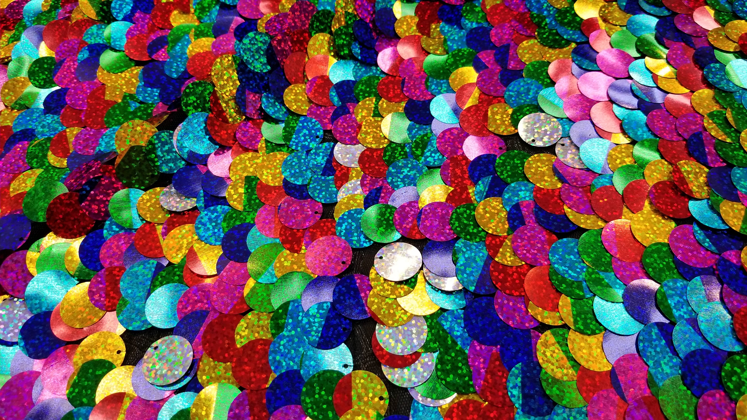 Shiny Rainbow 20mm Paillette Sequin on Mesh Fabric Sold by Yard - Etsy