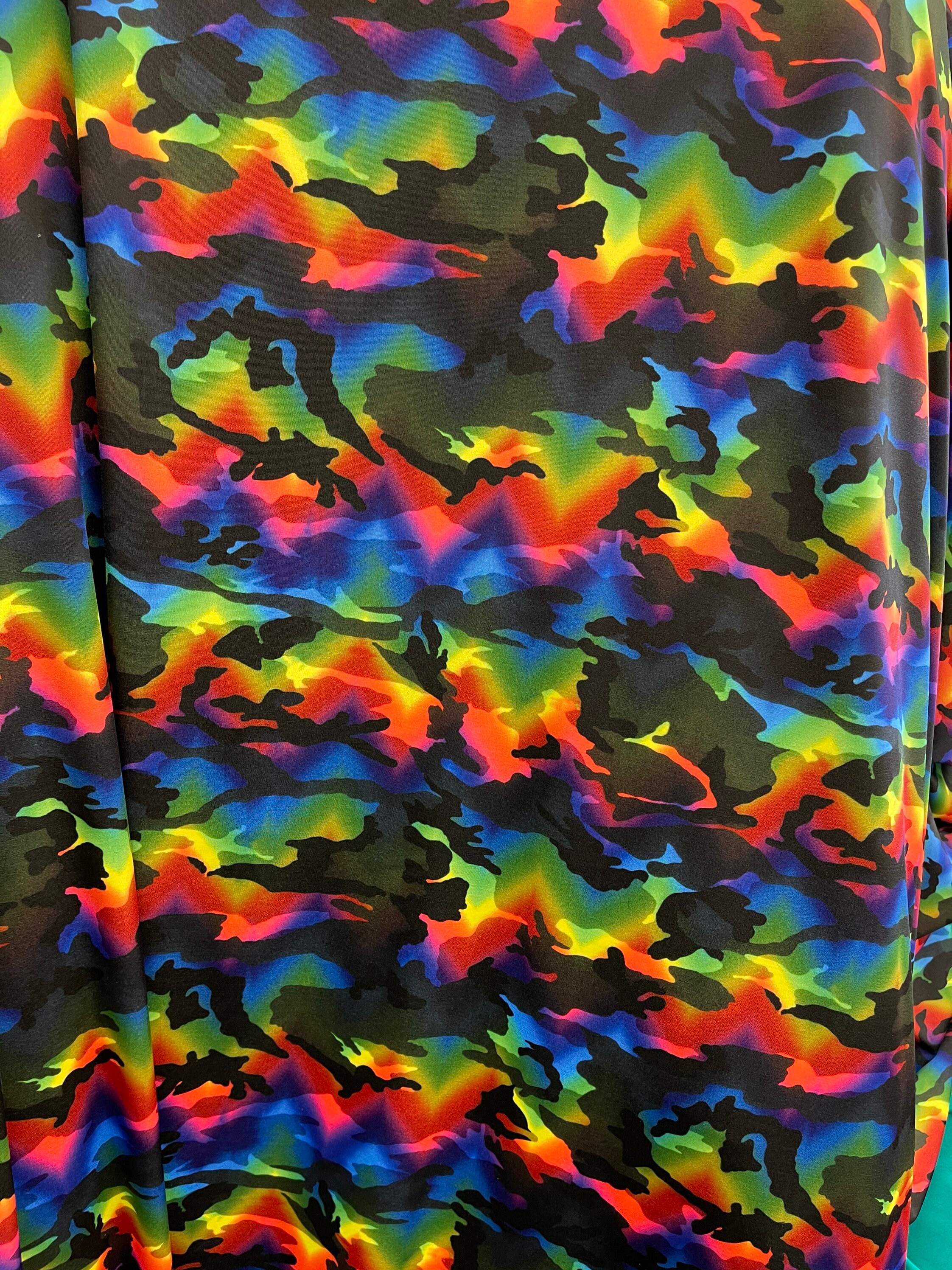 Tie Dye Rainbow Camouflage Print Nylon Spandex fabric 4 way | Etsy