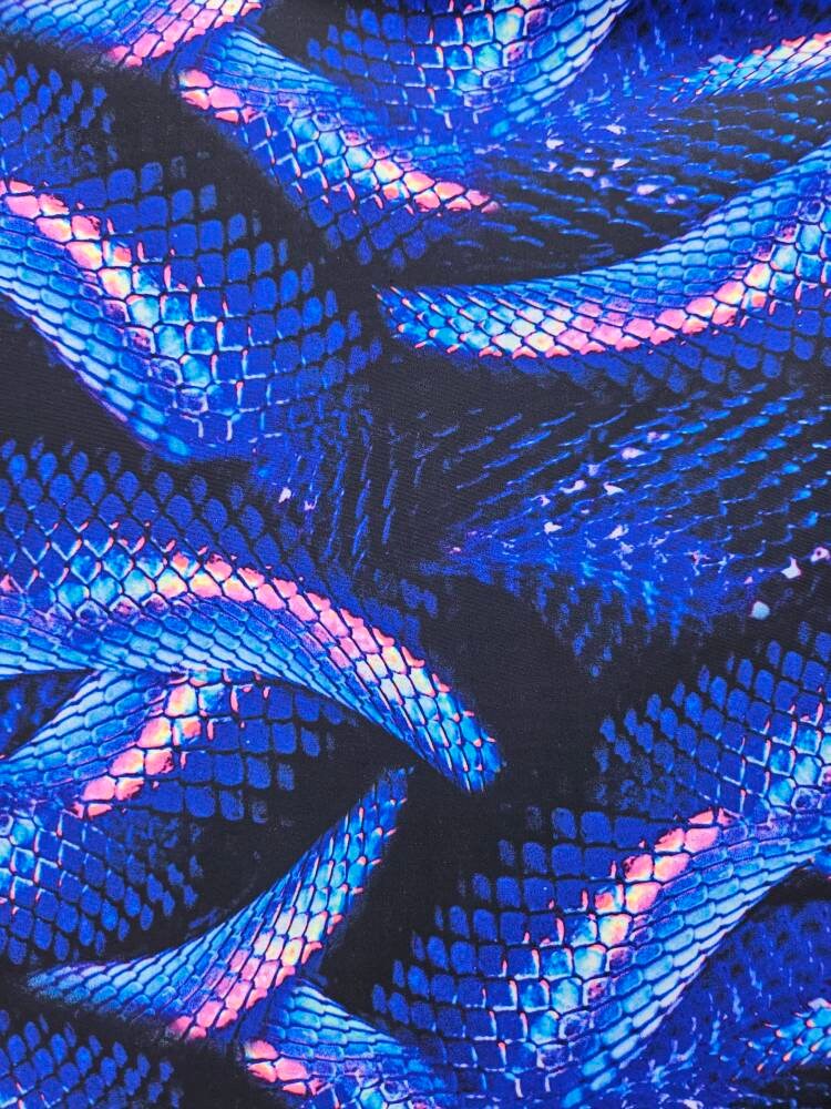 New Snake Blue Tie Dye Pink Snake Print 4 Way Stretch Fabric - Etsy