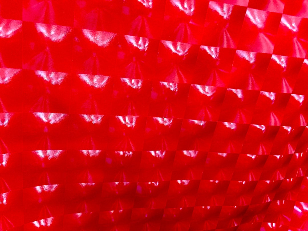 Stunning Red 3D Optical Tiles on Spandex, 4 Way Stretch, 60" Inch Width ...