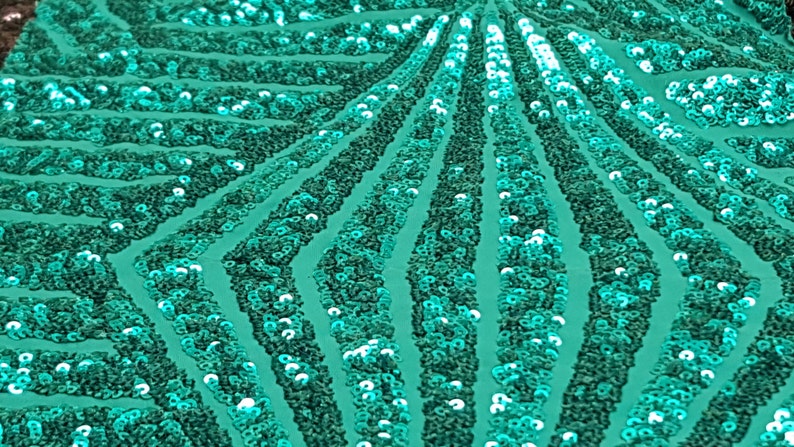 Magic Teal Jennifer Stretch Sequin Design on Spandex 60 - Etsy