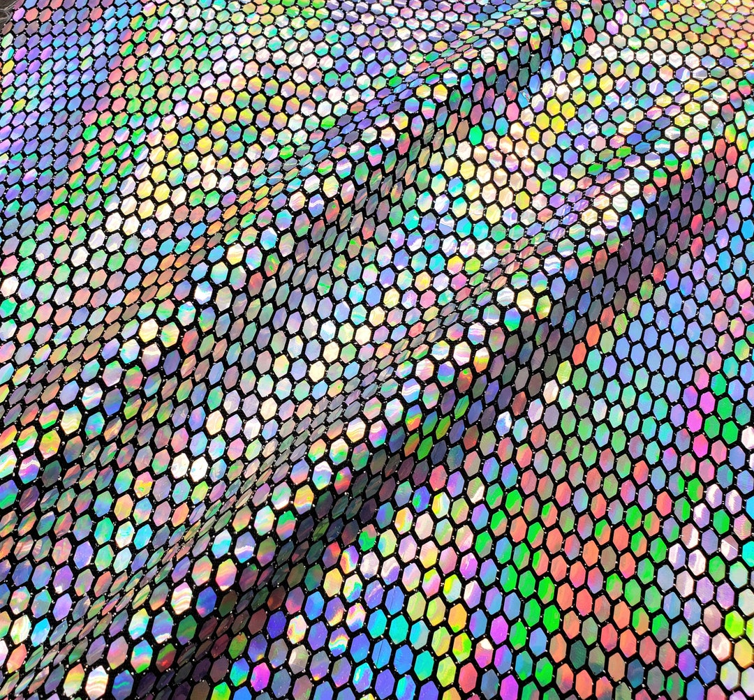 Honeycomb Iridescent Sequins on Spandex, 58/60 Inch Wide, Sold by the ...