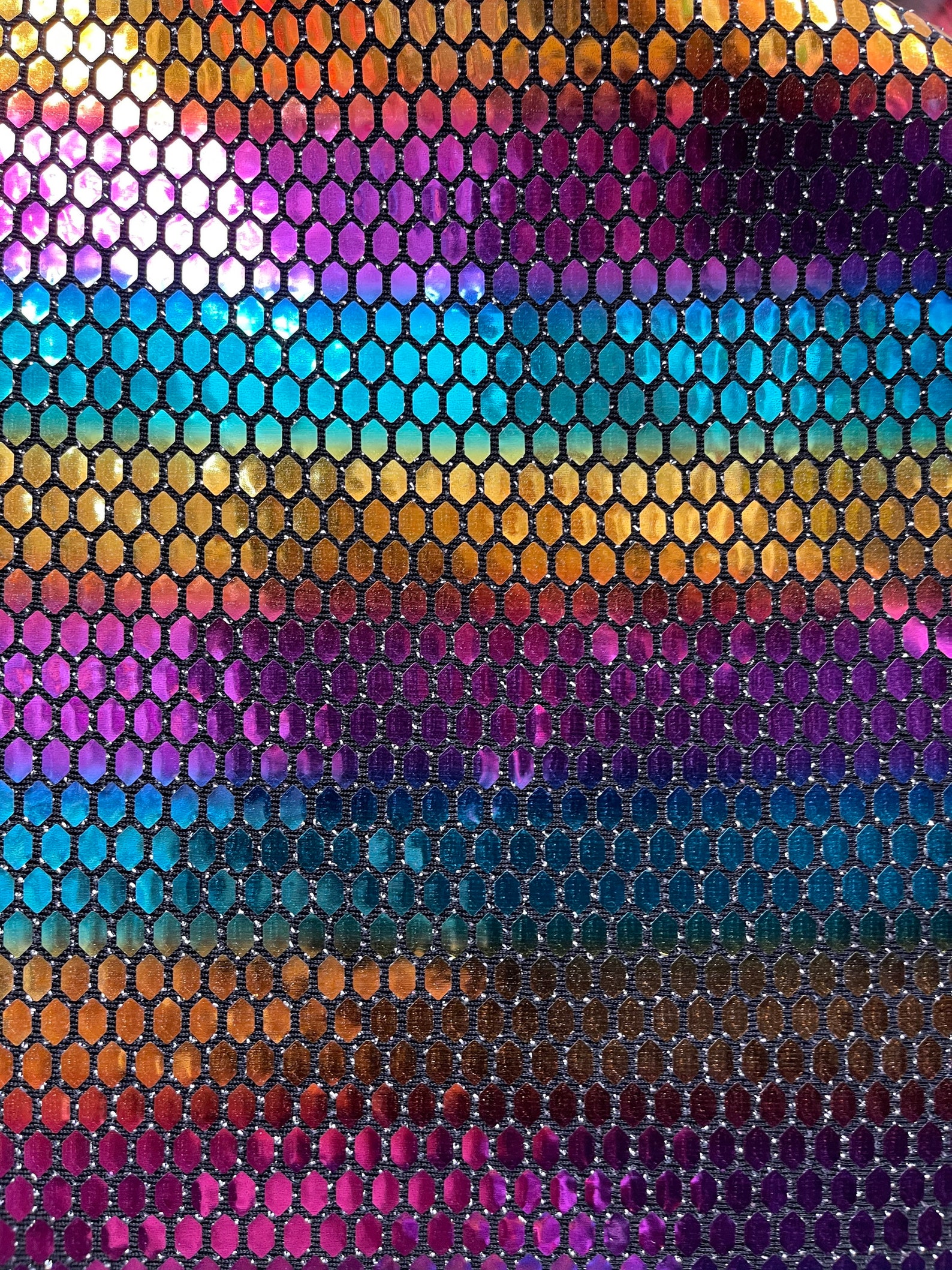 Geometric Shiny Multicolor honeycomb Sequins on poly stretch | Etsy