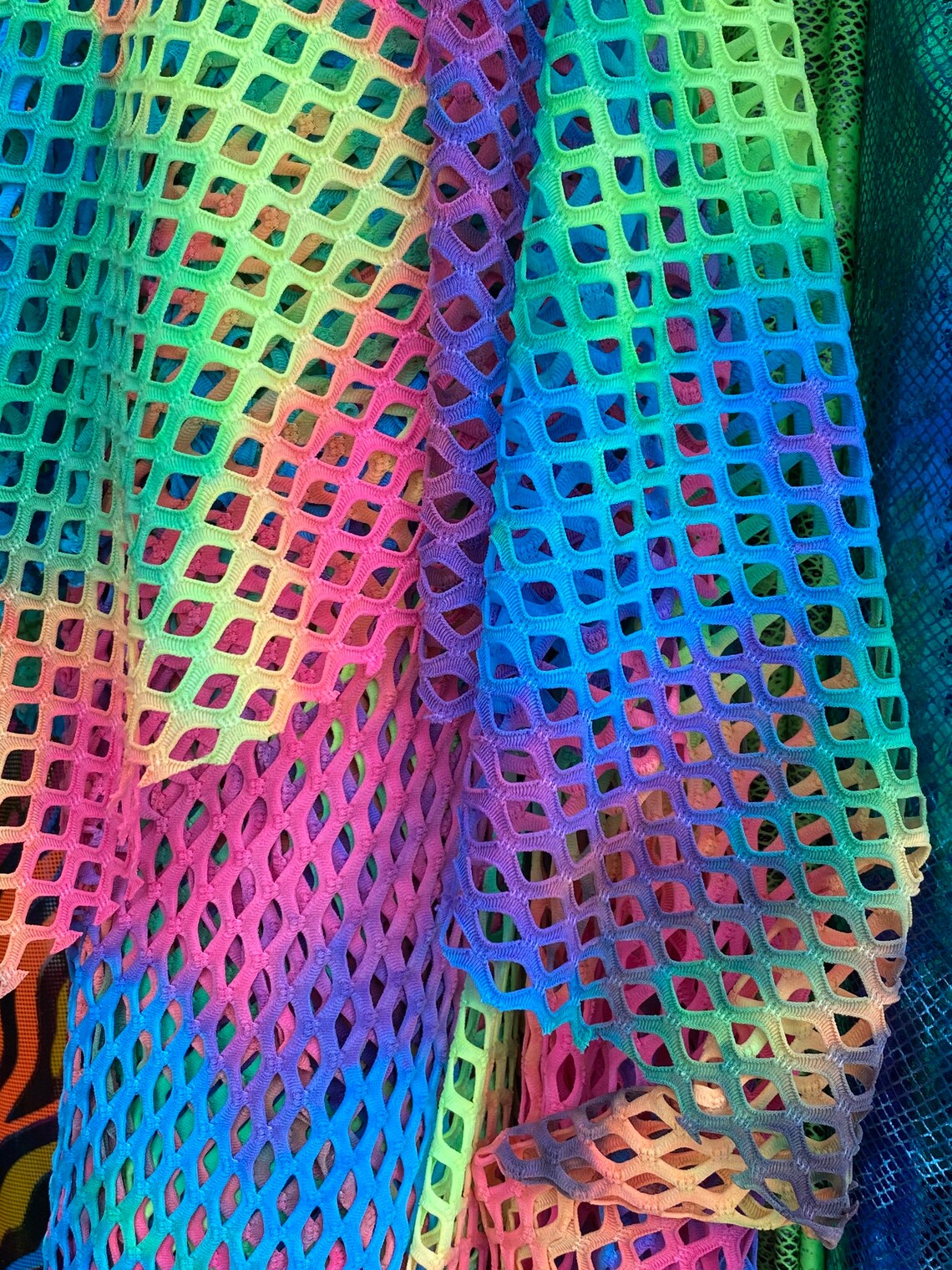 Rainbow Fishnet Fabric 4 way Stretch Fishnet fabric sold by | Etsy