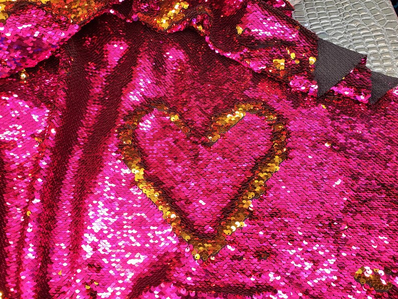 Pink/gold Flip up Shiny Sequins Fabric Reversible Two Tone - Etsy