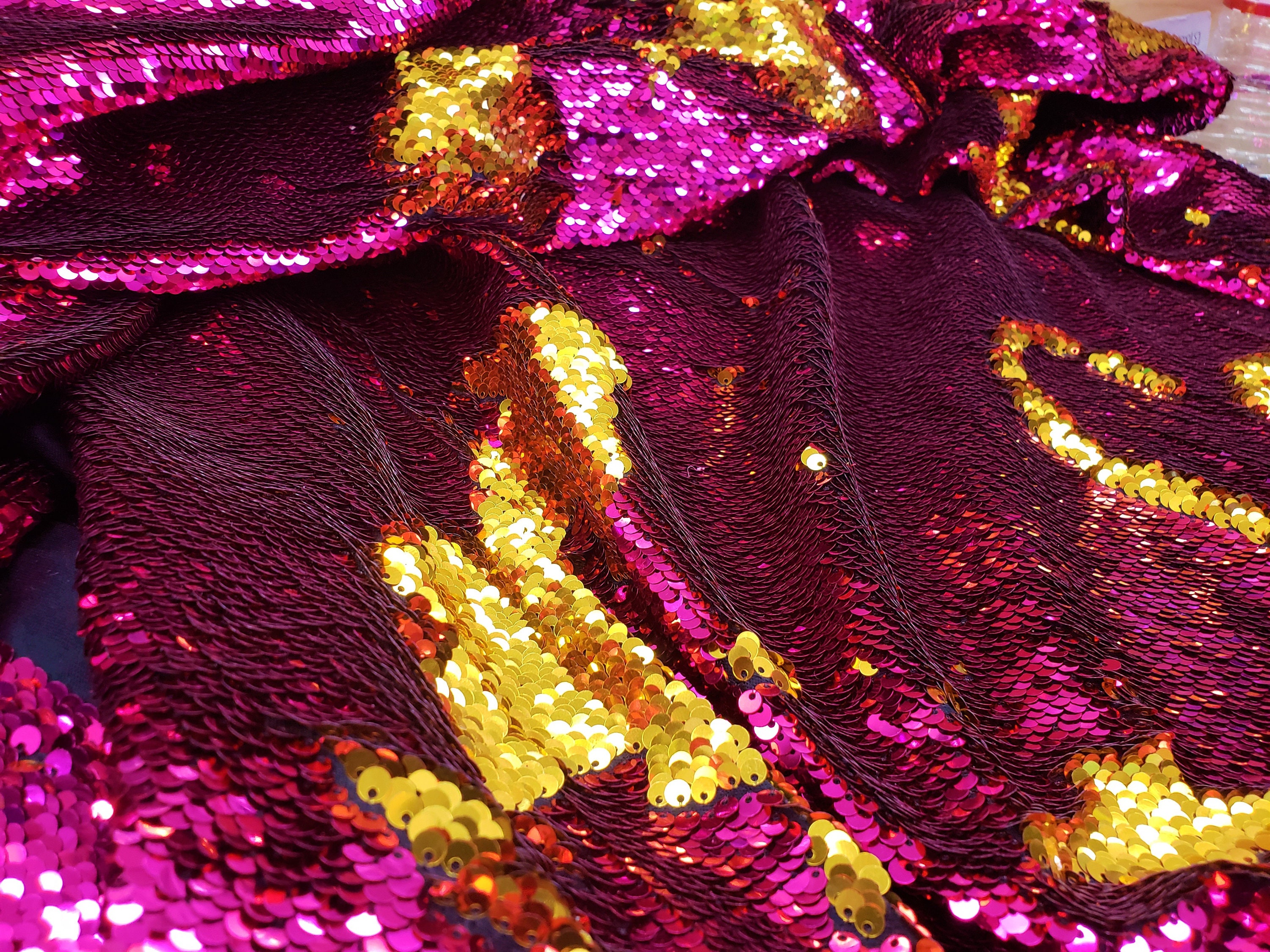Pink/gold Flip up Shiny Sequins Fabric Reversible Two Tone - Etsy