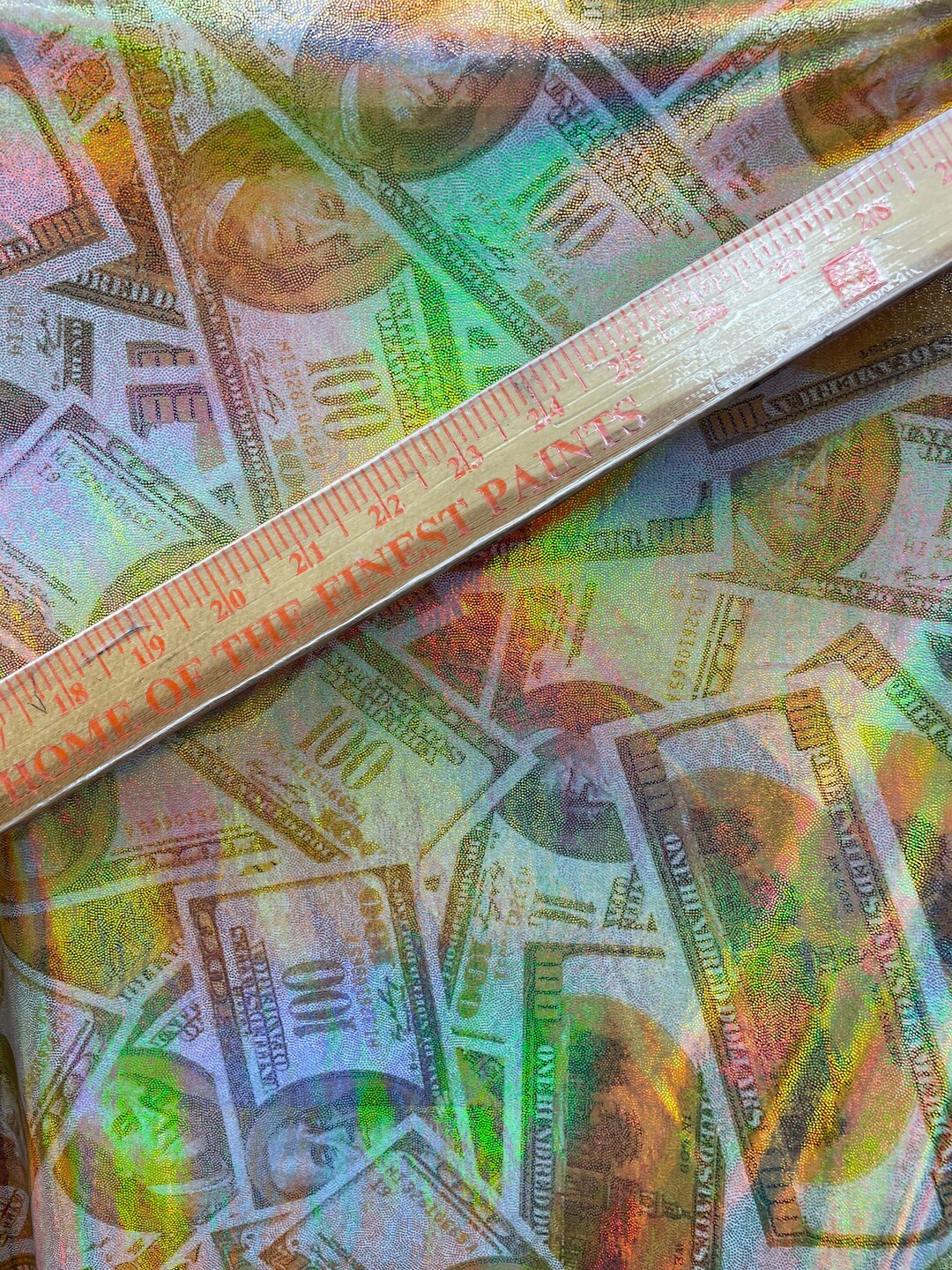 Gold Iridescent Metallic Money Print. Benjamin 100 USD Print on Spandex ...
