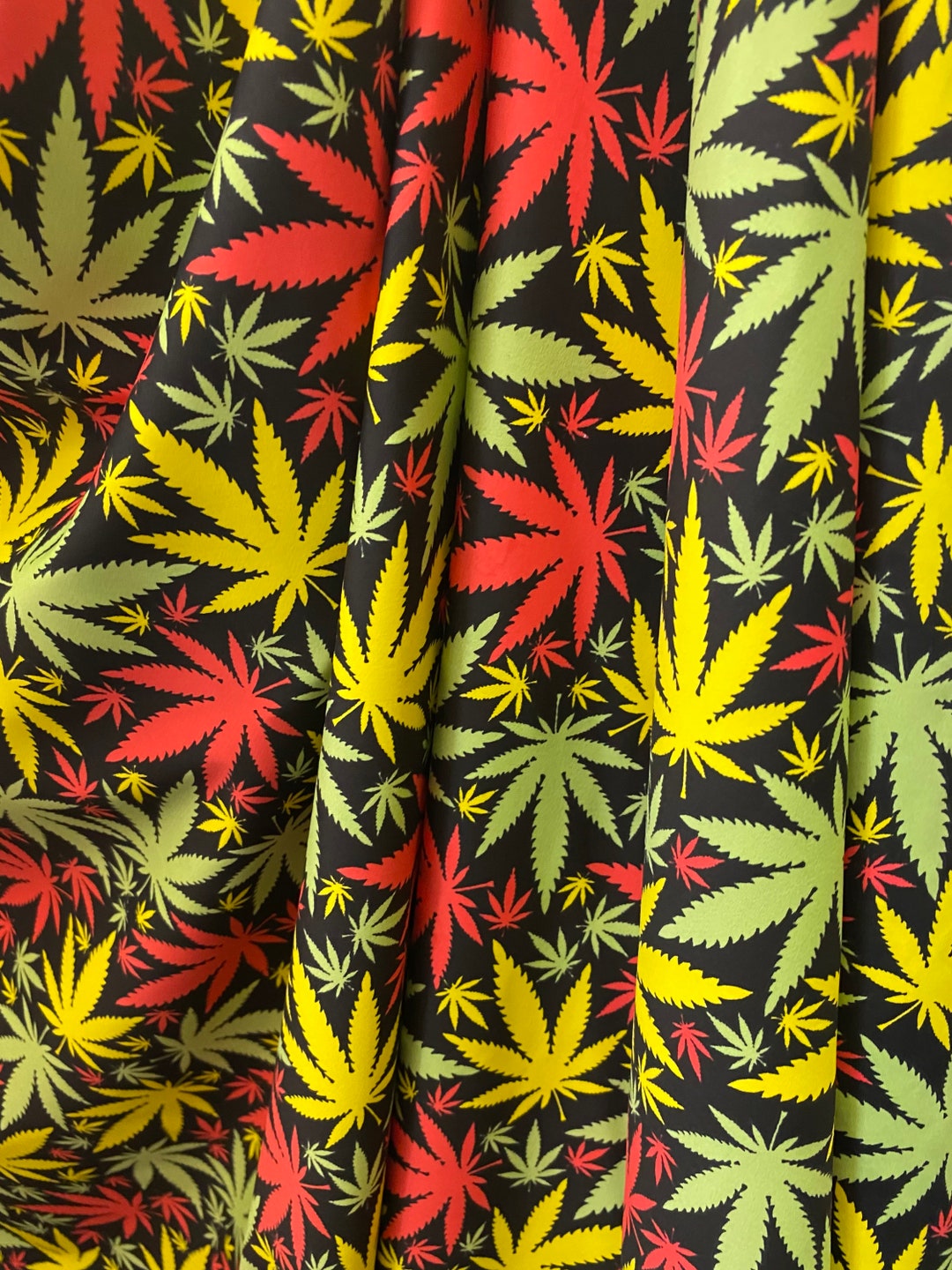 Marijuana (weed) Print on Spandex Fabric 4 Way Stretch. Fabric Sold by ...