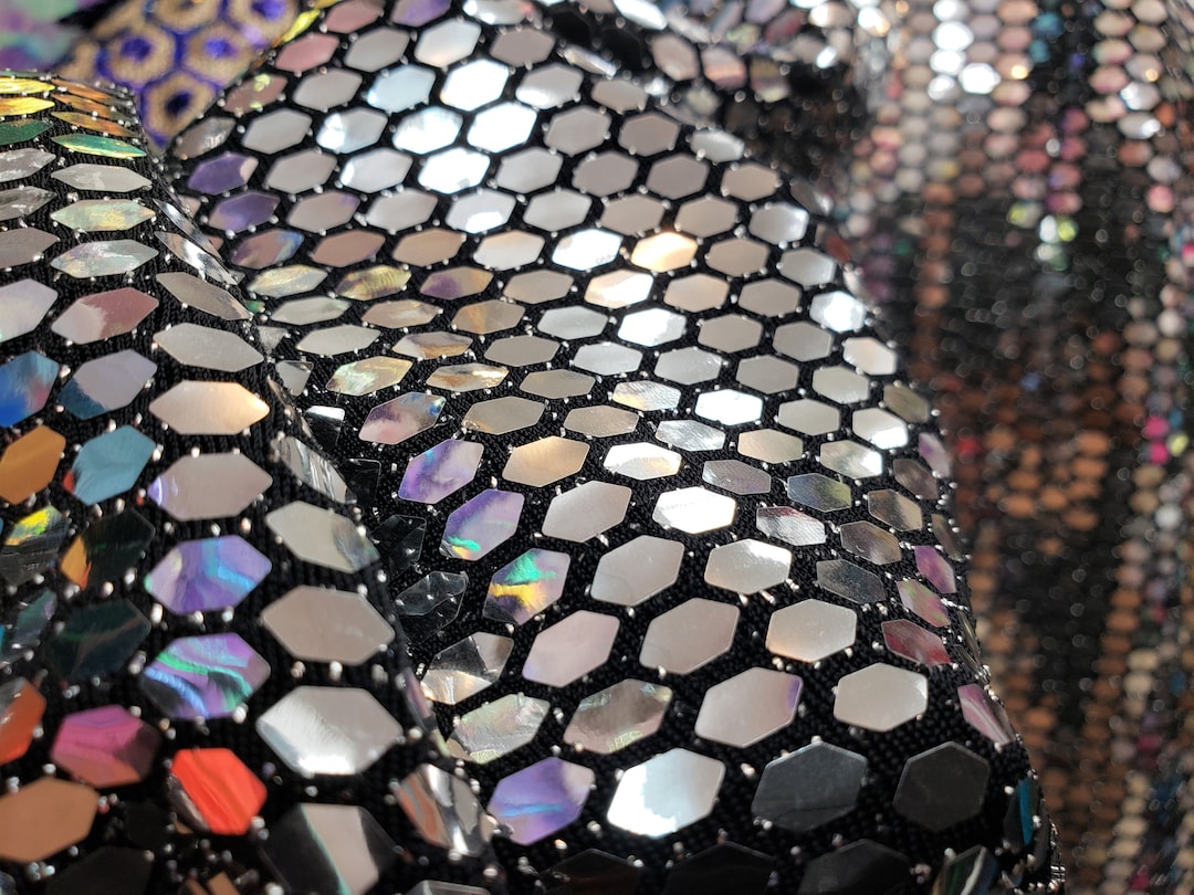 Honeycomb Mirror Sequins on Spandex, 58/60 Inch Wide, Sold by the Yard ...