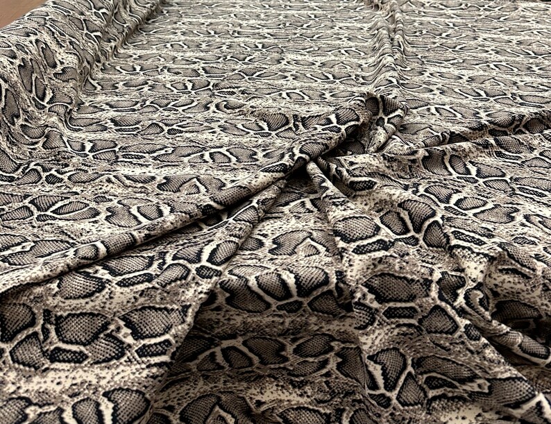 Snake Print Fabric Brown/beige Snake Print on Poly Spandex Fabric 4 Way ...