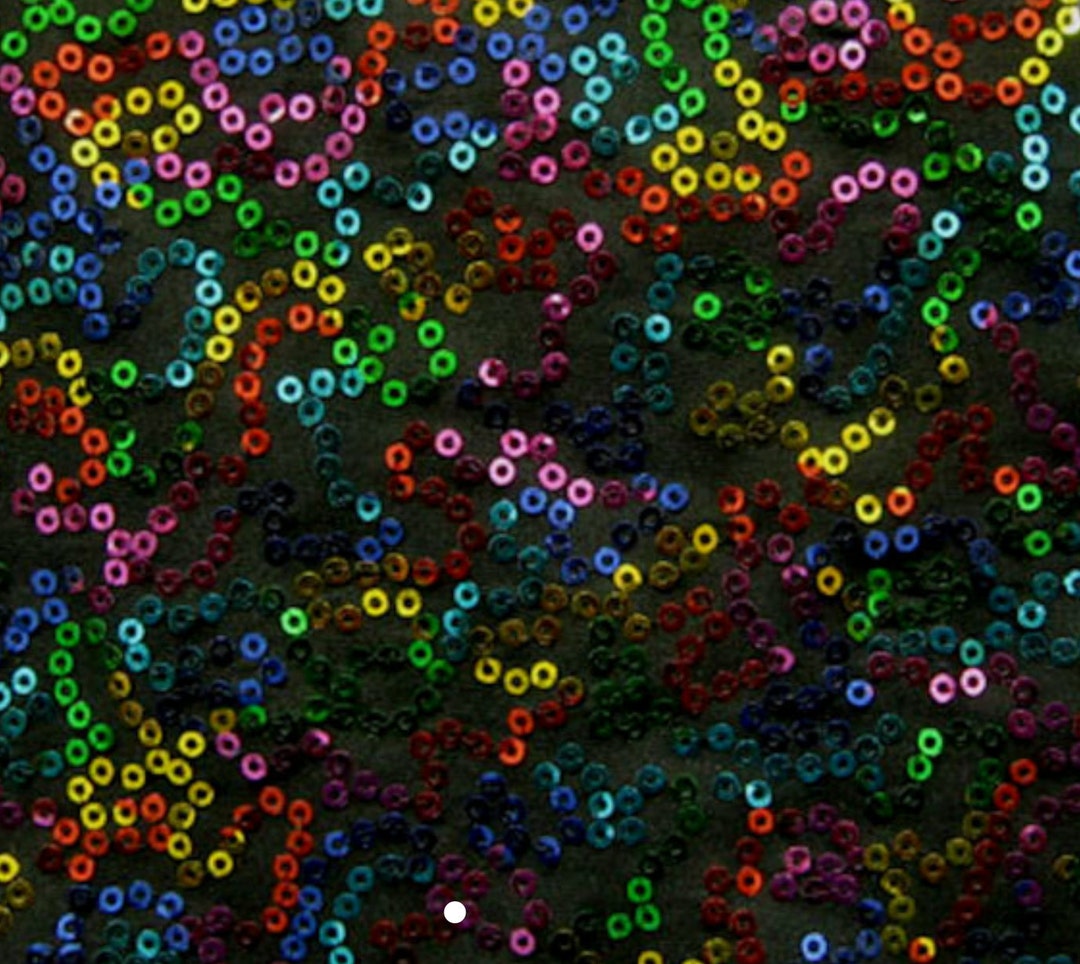 Multicolored Mini Disc Sequin 3mm on Polyspandex Fabric / Sold by the ...