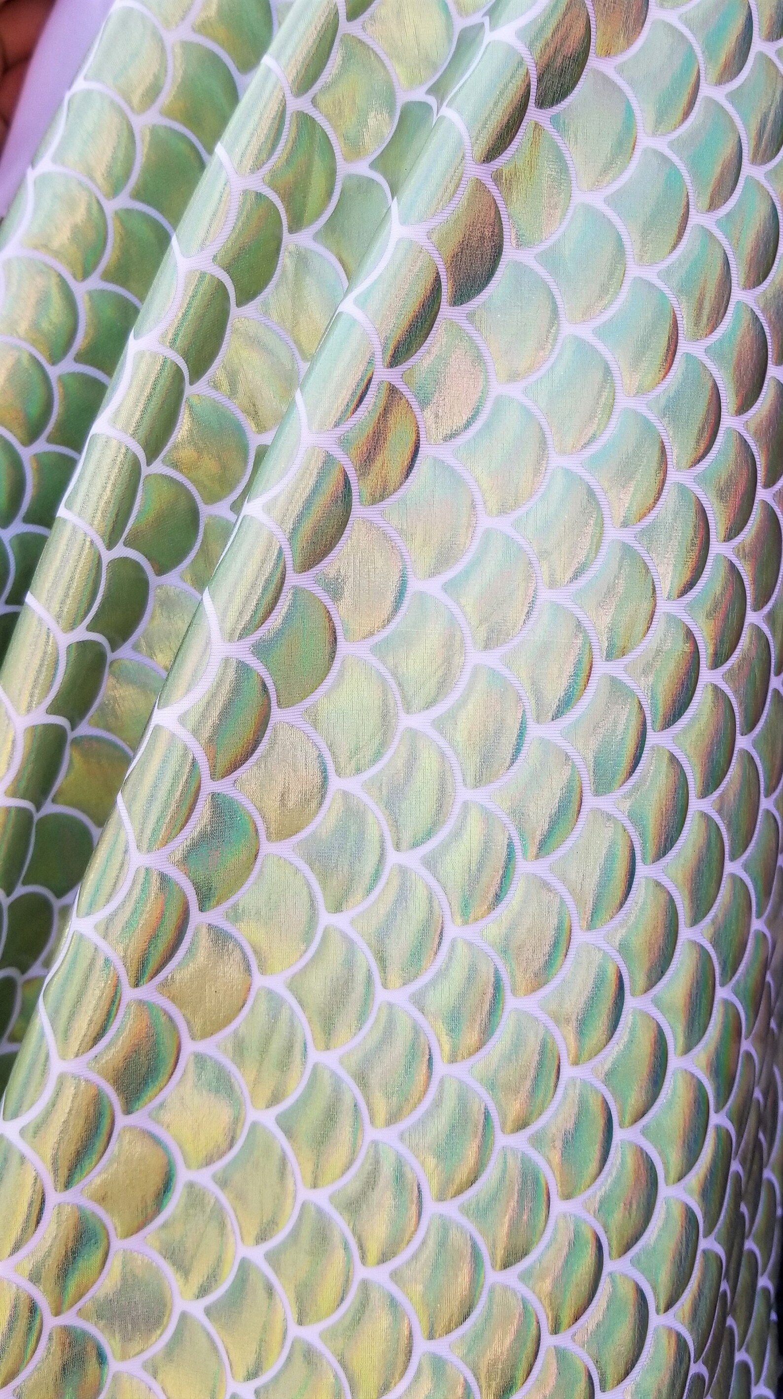Light Green Fish Scales Stretch Iridescent Mermaid Spandex by | Etsy