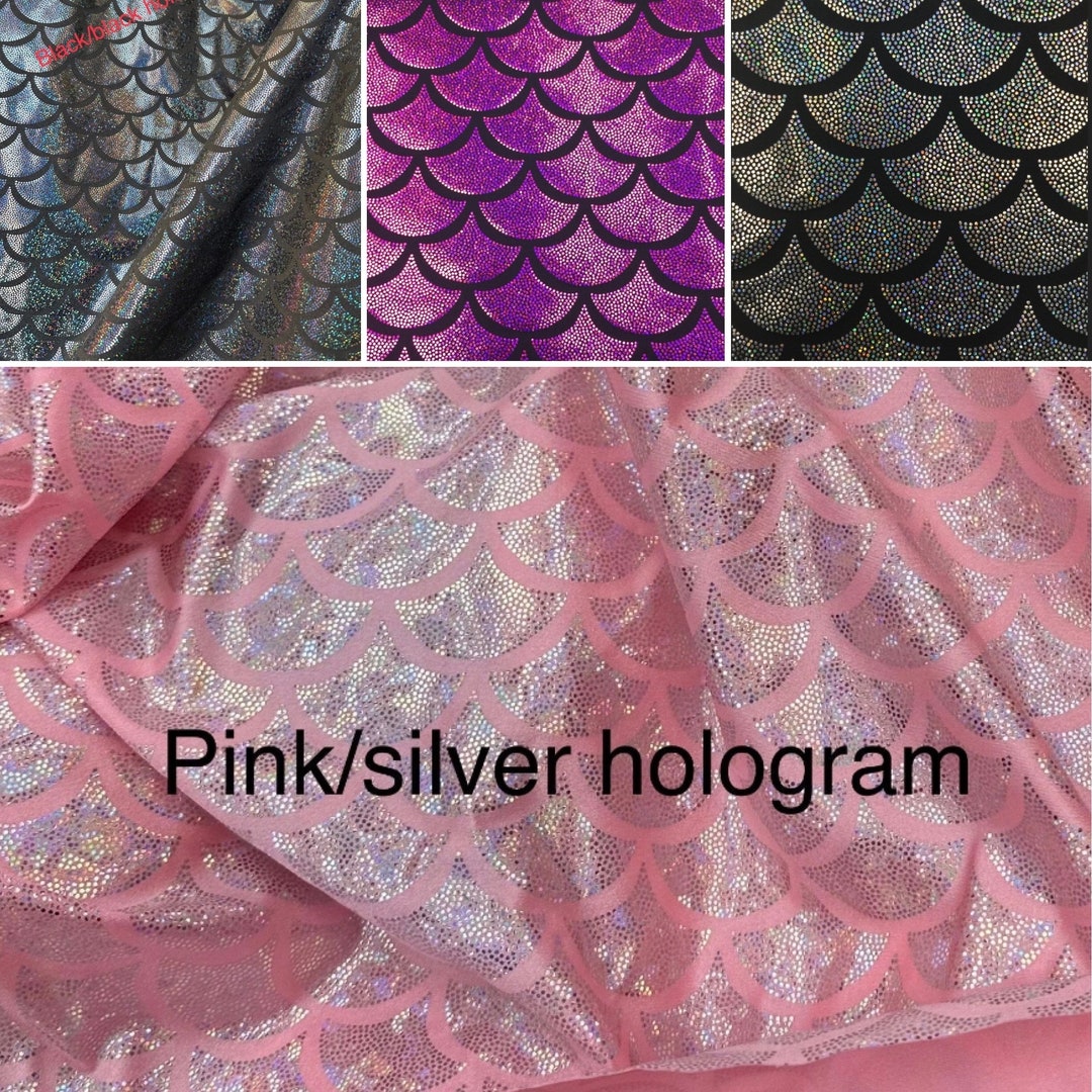Mermaid Fish Scales 4 Way Stretch Jumbo Size Hologram Fabric on Nylon ...