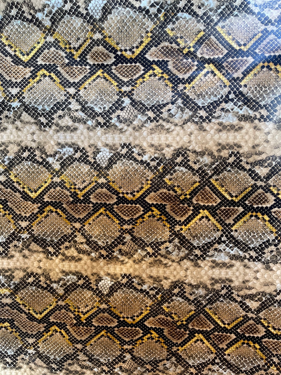 Natural Snake Print Vinyl Fabric Gold/black Faux Viper Snake Skin Vinyl ...