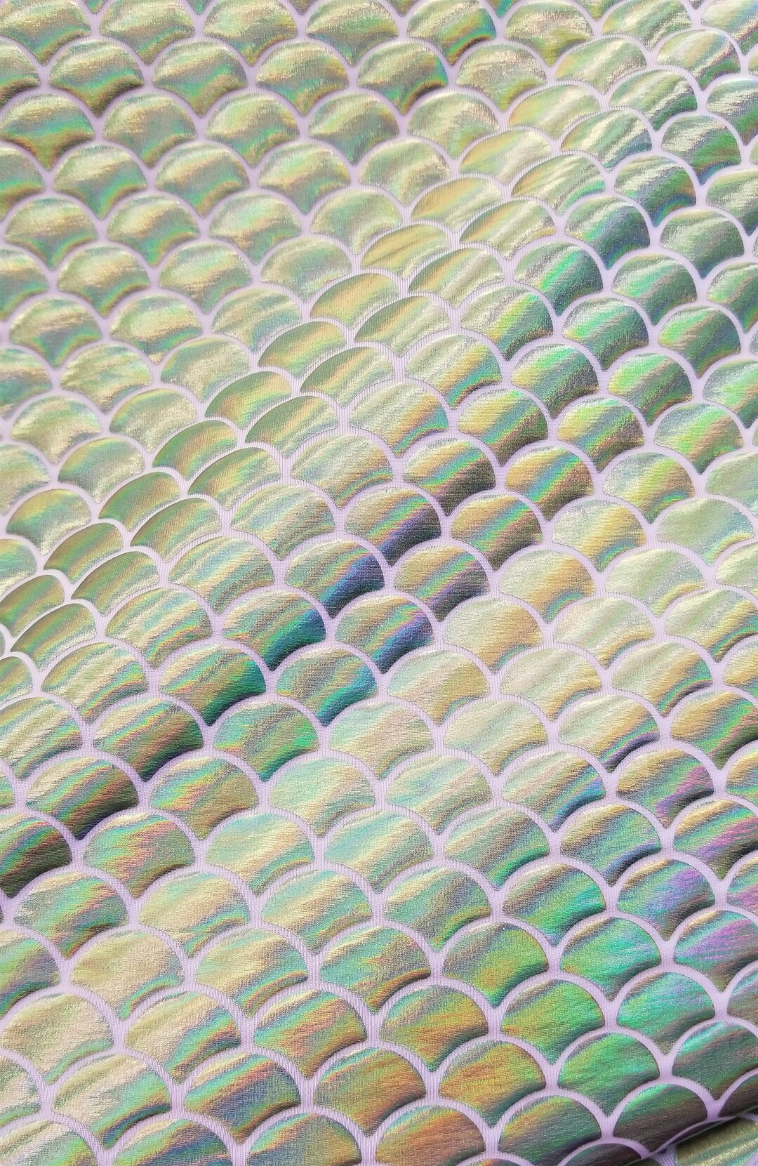 Light Green Fish Scales Stretch Iridescent Mermaid Spandex by the Yard ...