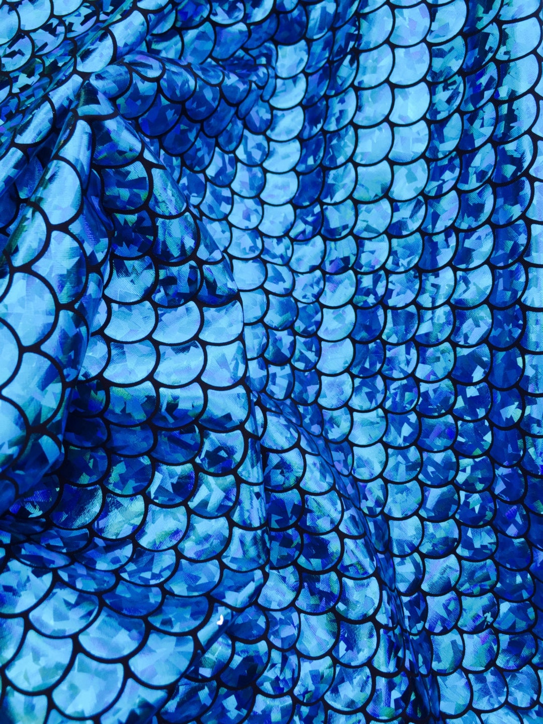 NEW Turquoise Blue Fish Mermaid Scales 3/4" Inch, 60" Inch Fabric, Sold ...