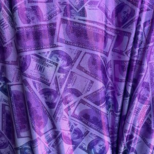 Purple Hologram Metallic Money Print. Benjamin 100 USD Print on Spandex ...