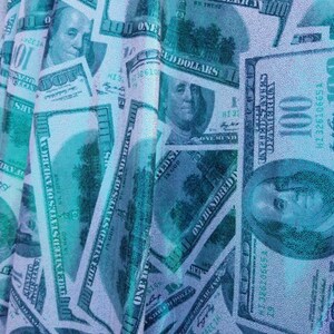 Metallic Money Print. Benjamin 100 USD Print on Spandex Fabric 4 Way ...